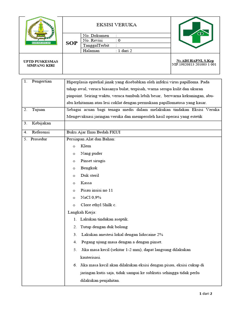 Sop Eksisi Veruka | PDF