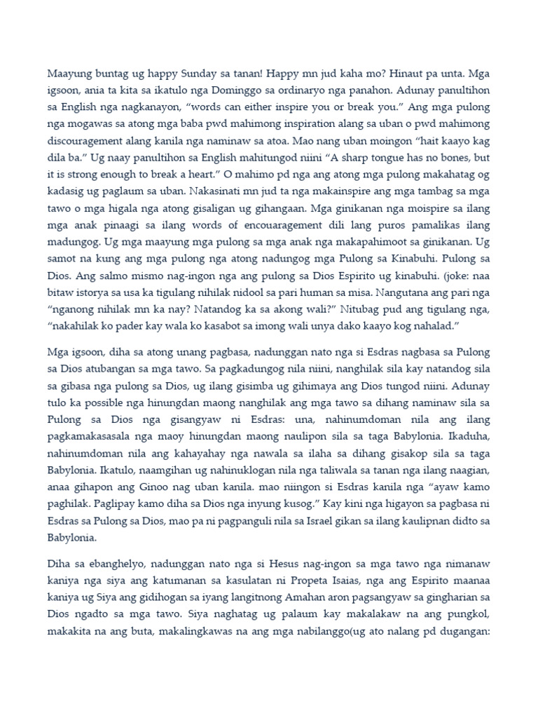 3rd sunday in ordinary time Cycle C Year 2 | PDF