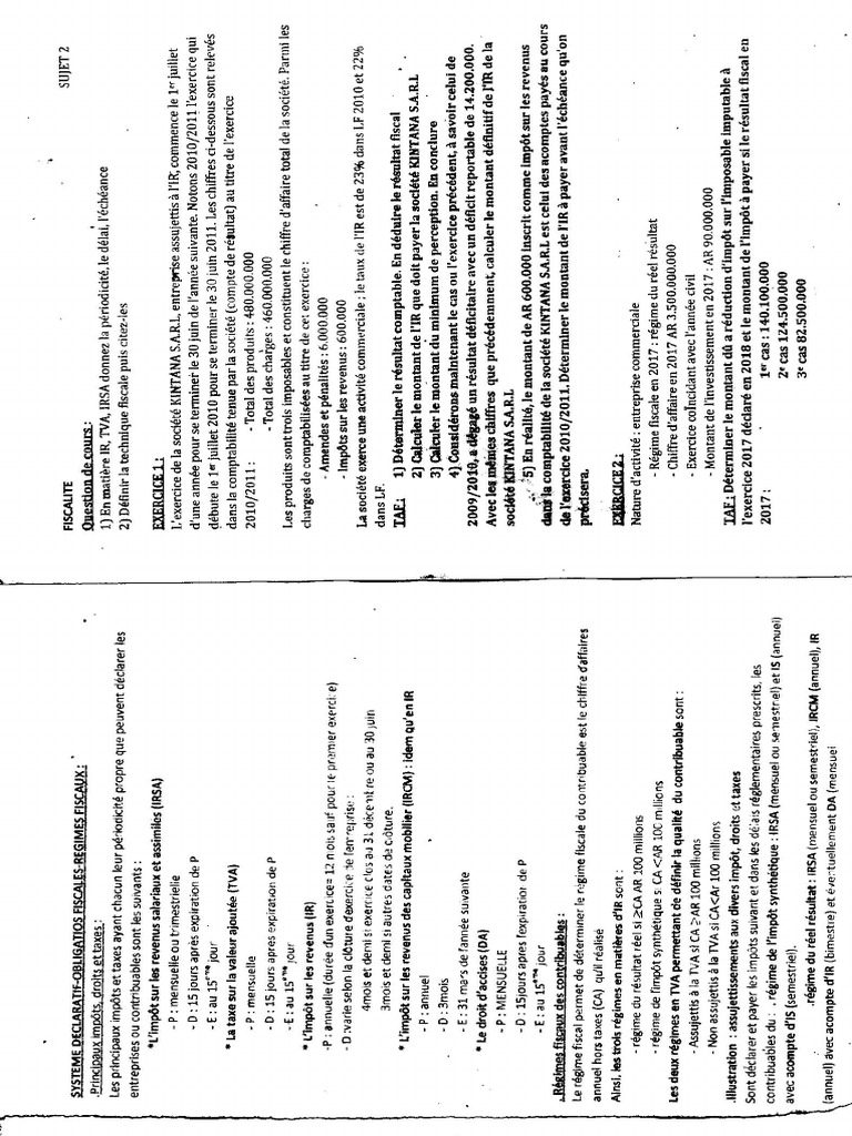 Fisca Lesson Et Exercice | PDF