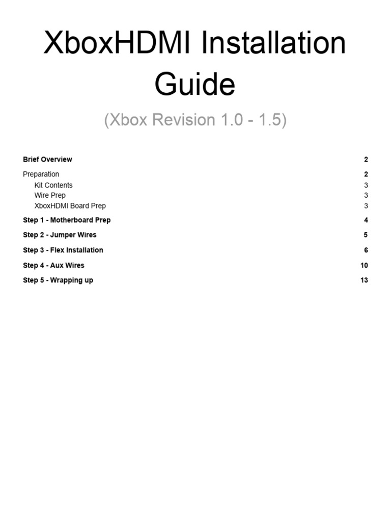 Installation Manual For XboxHDMI (Xbox Revision 1.0 - 1.5) | PDF | Wire | Computer Engineering