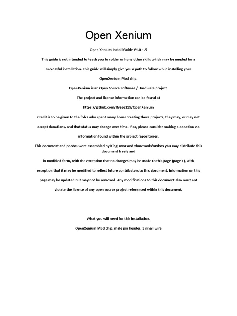 OpenXenium v1.0-1.5 Install | PDF | Video Game Consoles | Computer Hardware