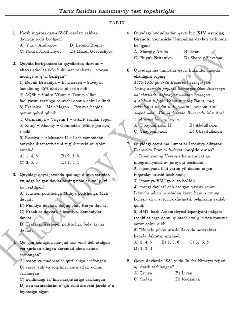 TARIX (Husanboy Xoldorov) | PDF