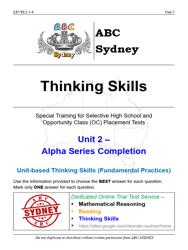 ABC-SYDNEY-STT-Thinking-Skills-Unit-002-Questions | PDF