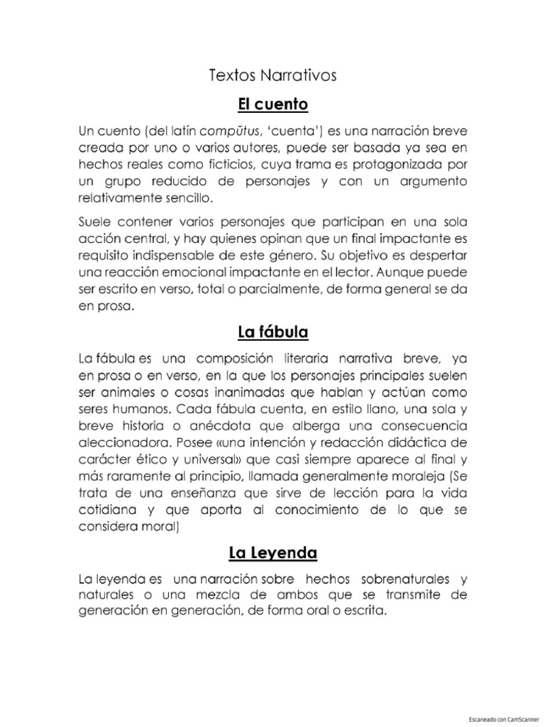 Cuento, Leyenda, Fábula, Novela | PDF