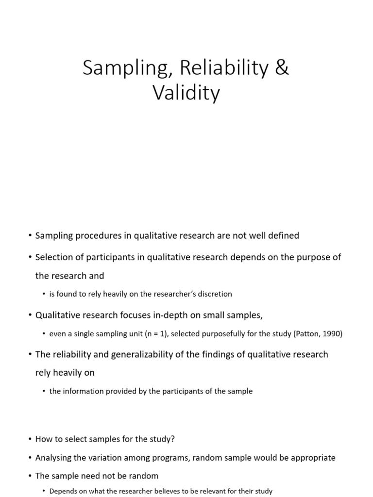 4,5 - Sampling, Reliability & Validity | PDF | Sampling (Statistics) | Qualitative Research