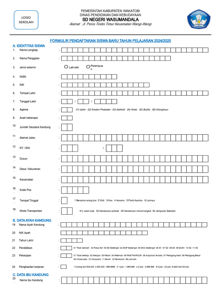 Formulir Pendaftaran PPDB 2024 | PDF