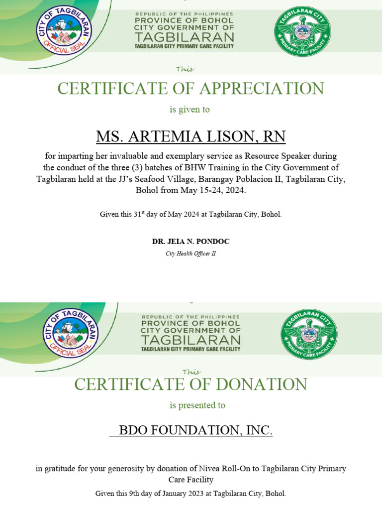 Certificate of Appreciation | PDF