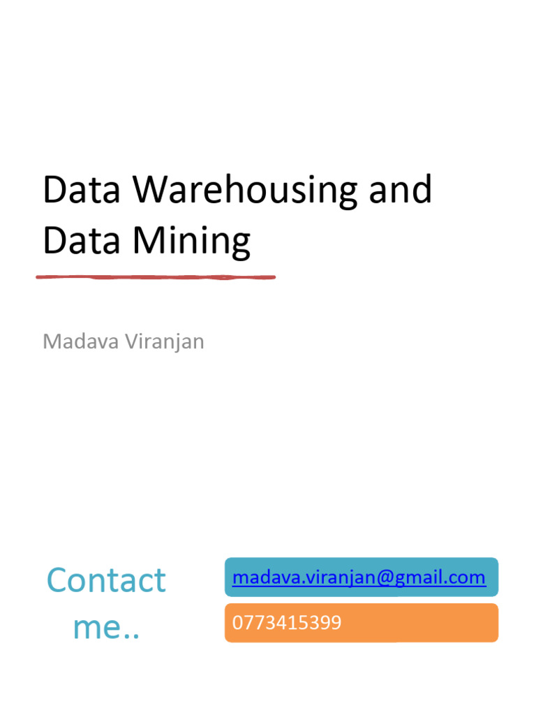 Data Mining and Warehosuing Lecture 01 | PDF | Data Warehouse | Databases