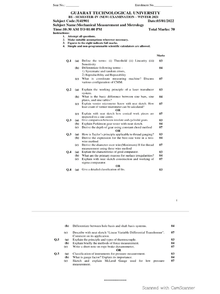 MMM 3141901 Gtu Paper | PDF