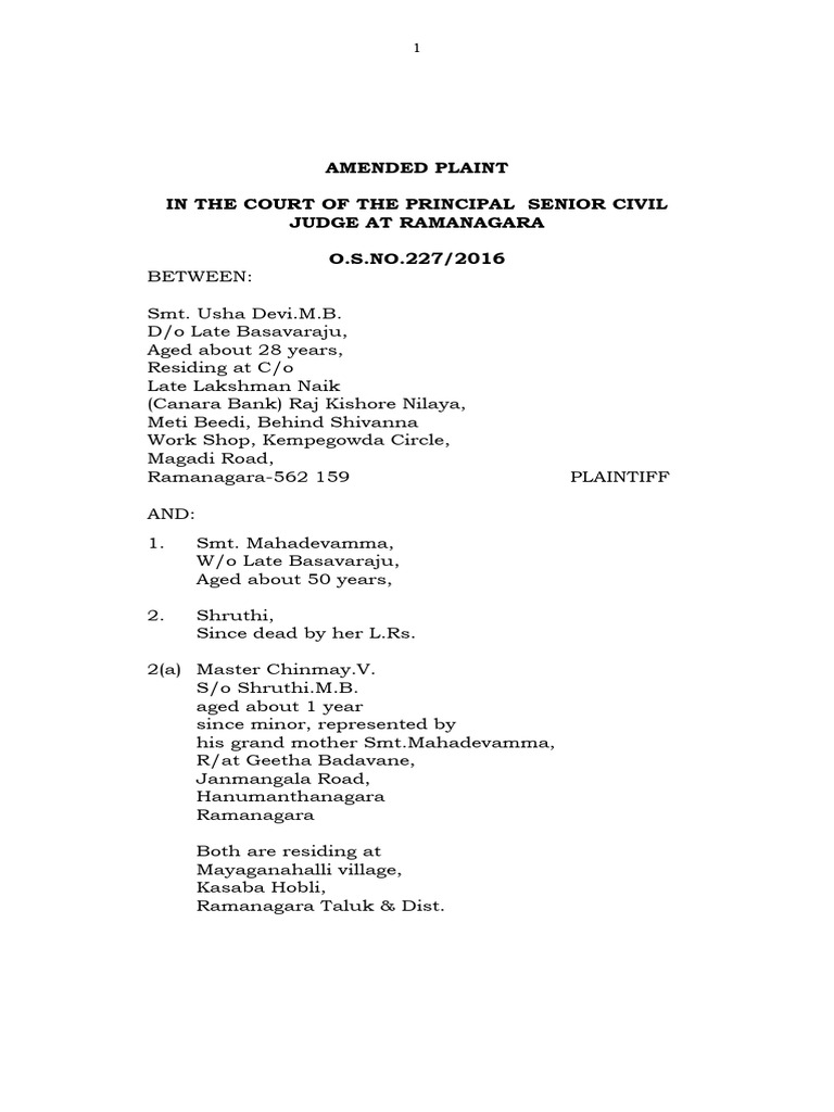 Under Order Vii Rule 1 Of The Code Of Civil Procedure Pdf Lawsuit
