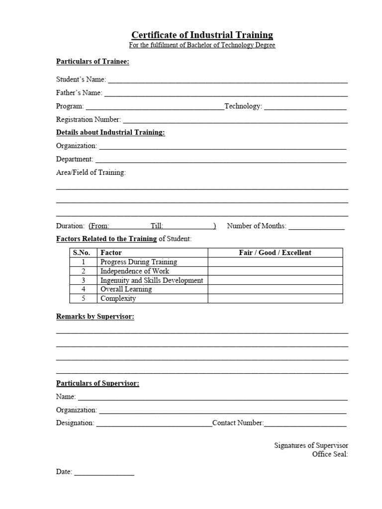 Certificate of Industrial Training | PDF | Academic Degree