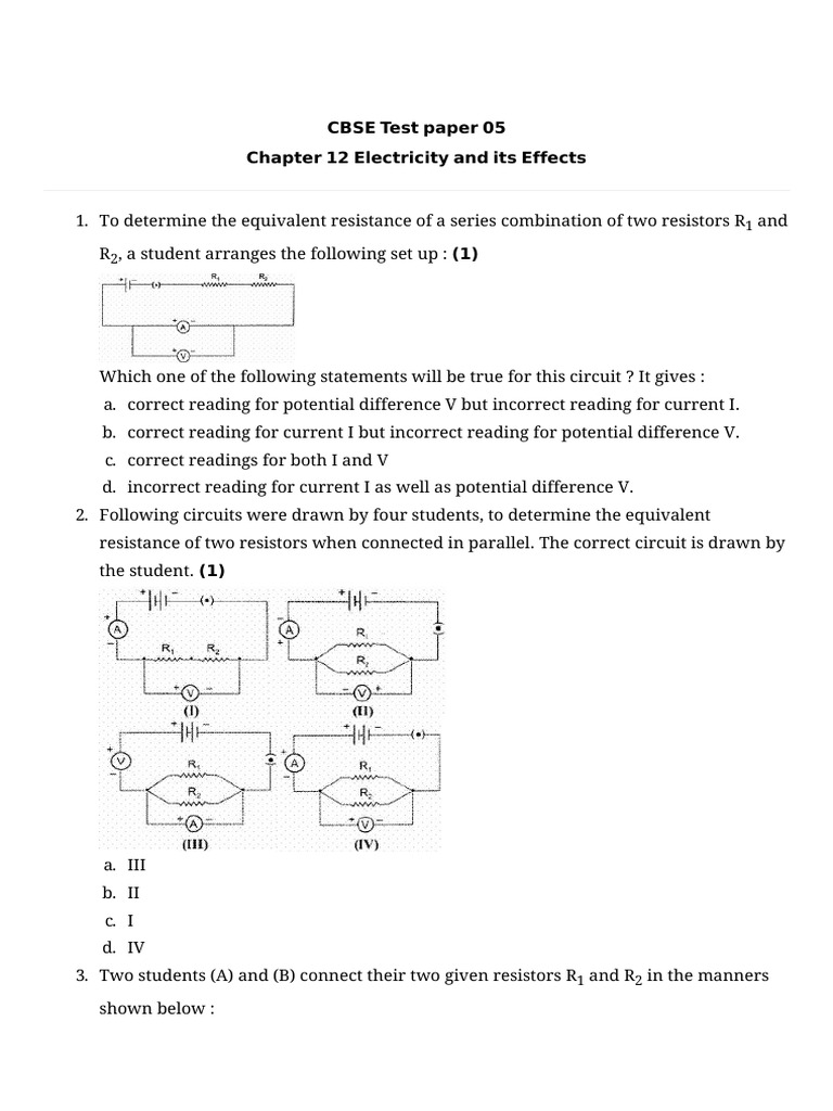 Electricity Q5 | PDF | Electrical Resistance And Conductance | Series ...