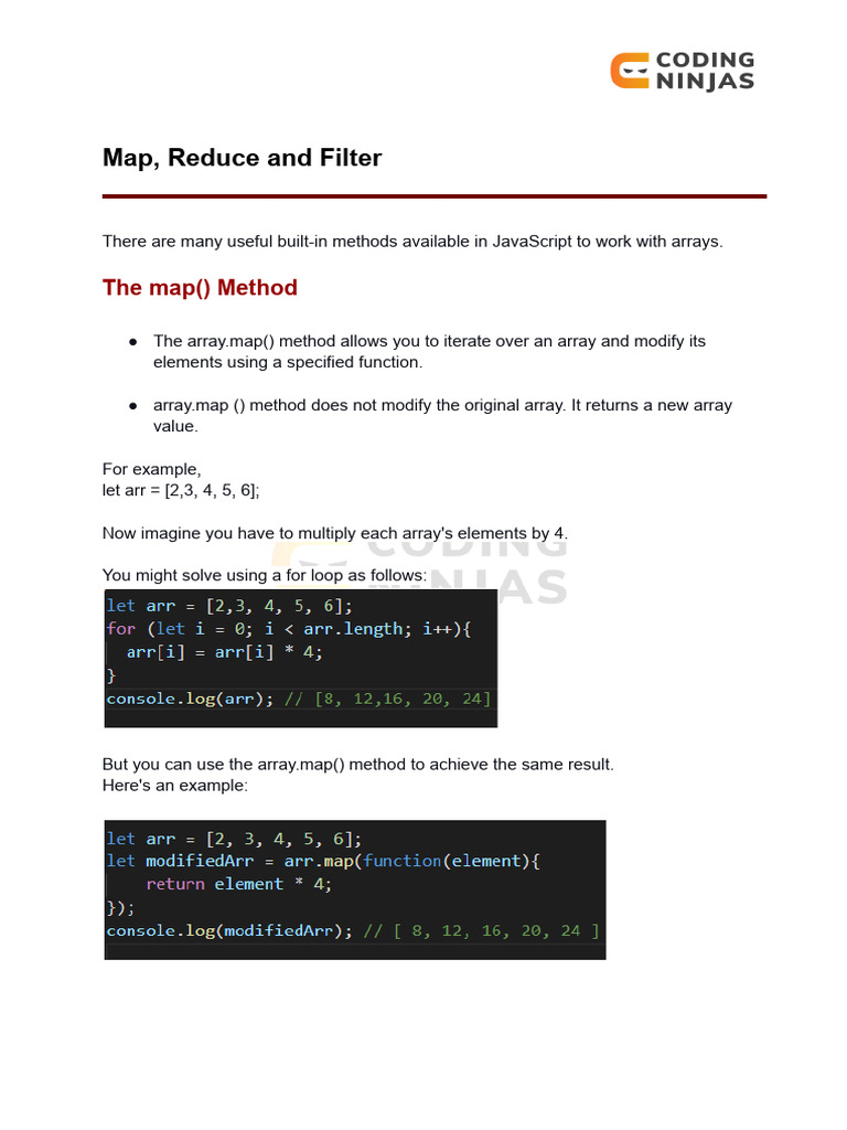 Reading Assignment - Map, Filter and Reduce-2691 | PDF | Parameter (Computer Programming ...