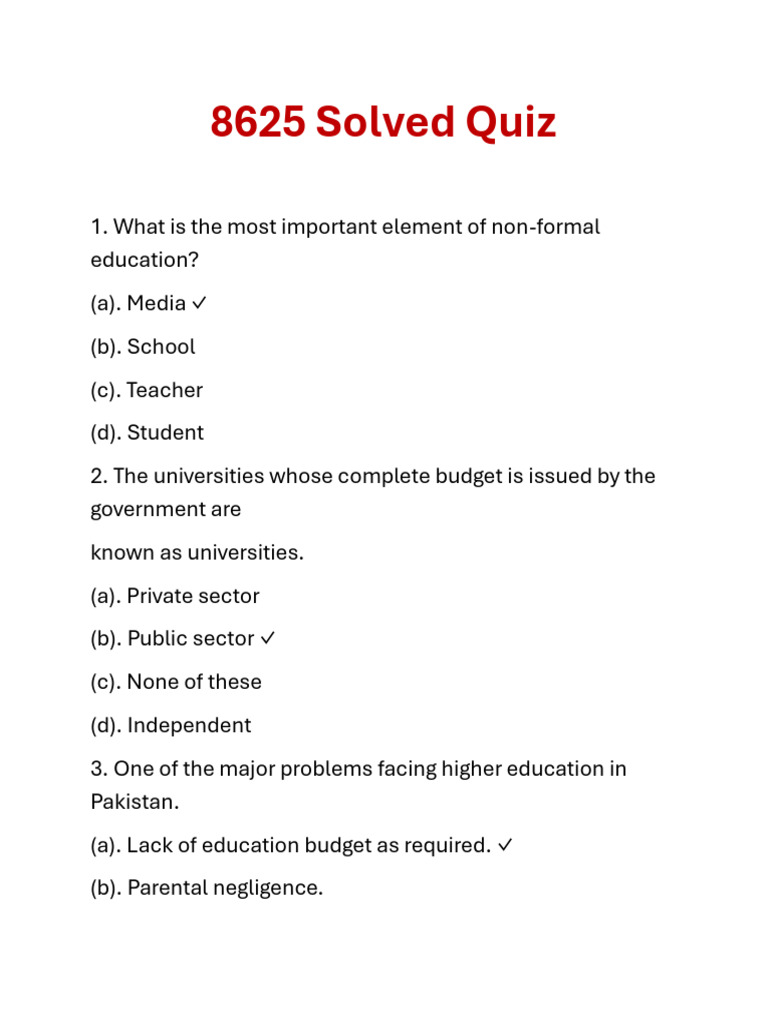 8625 Solved Quiz Pdf