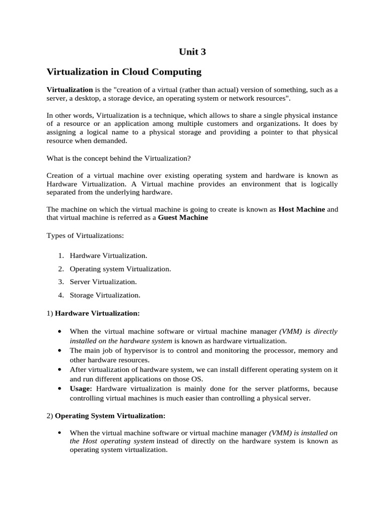 Cloud Unit 3 | PDF | Virtualization | Virtual Machine