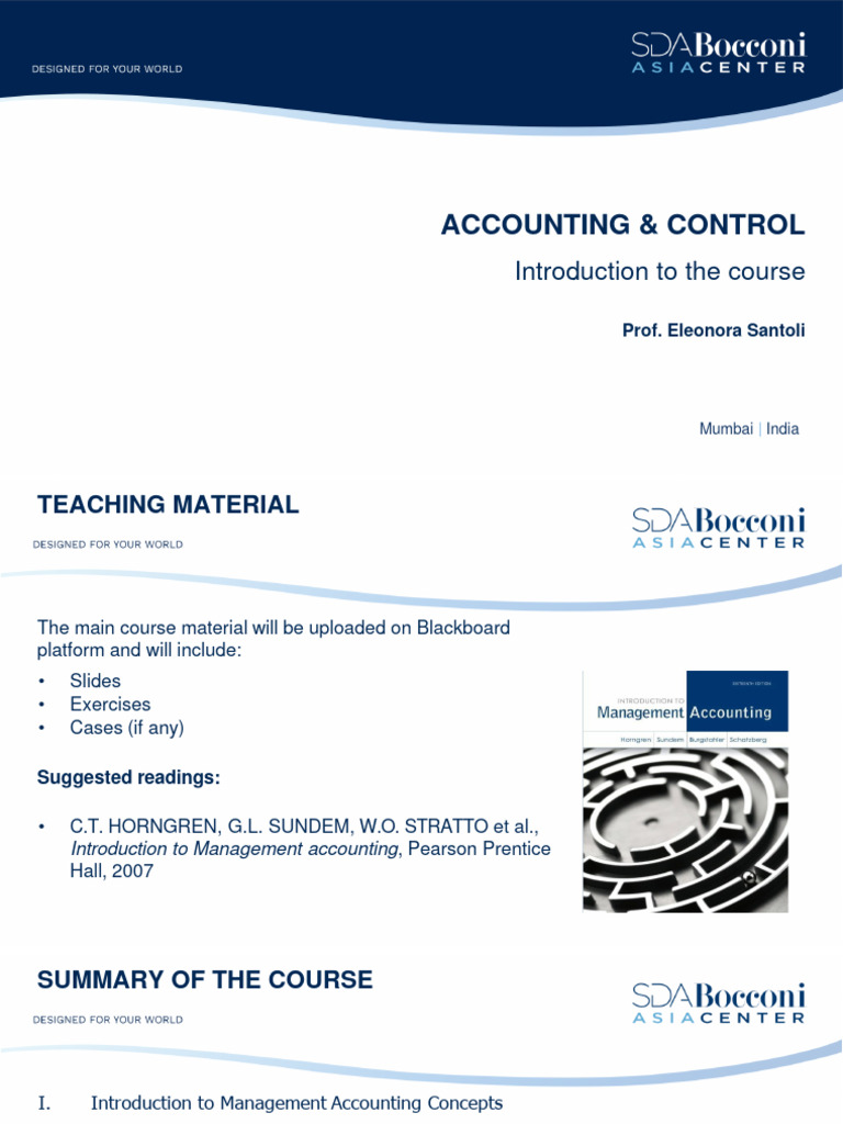 Management Accounting Course Overview | PDF | Management Accounting ...