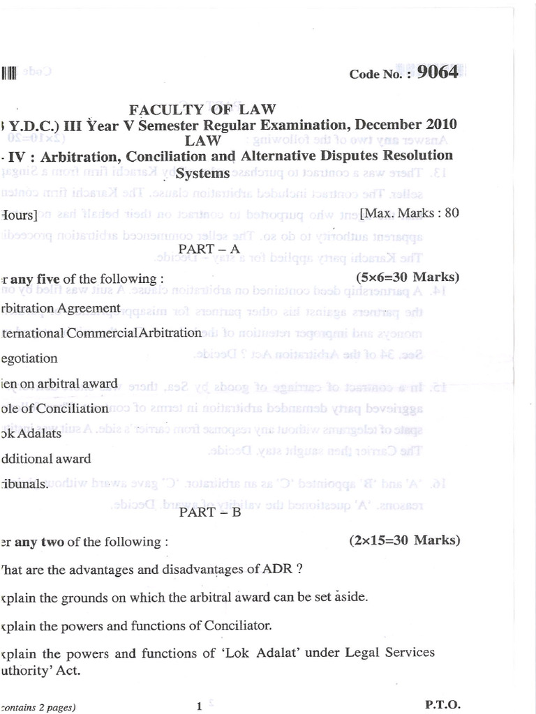 Osmania University LLB Paper2 | PDF