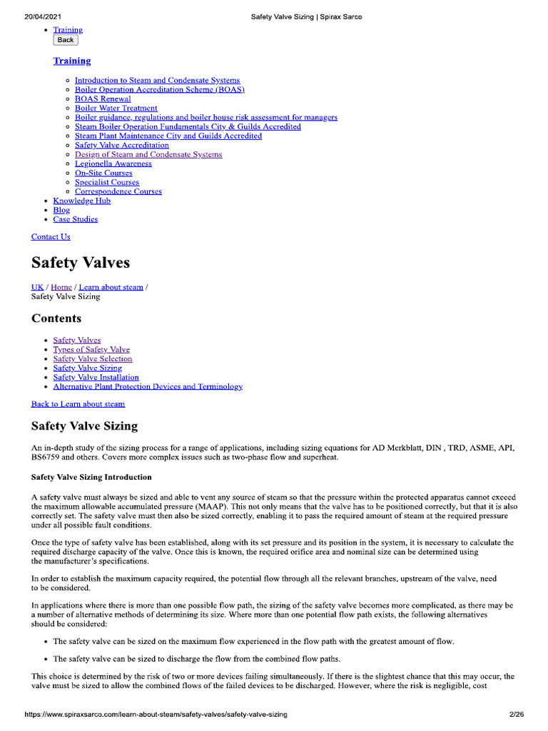 Safety Valve Sizing - SXS | PDF