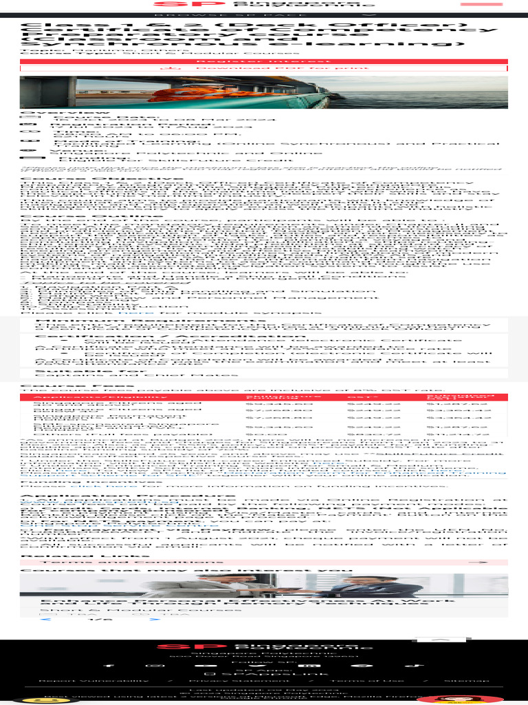 Class 1 & 2 (Deck Officer) Certificate of Competency Preparatory Course (Classroom and ...