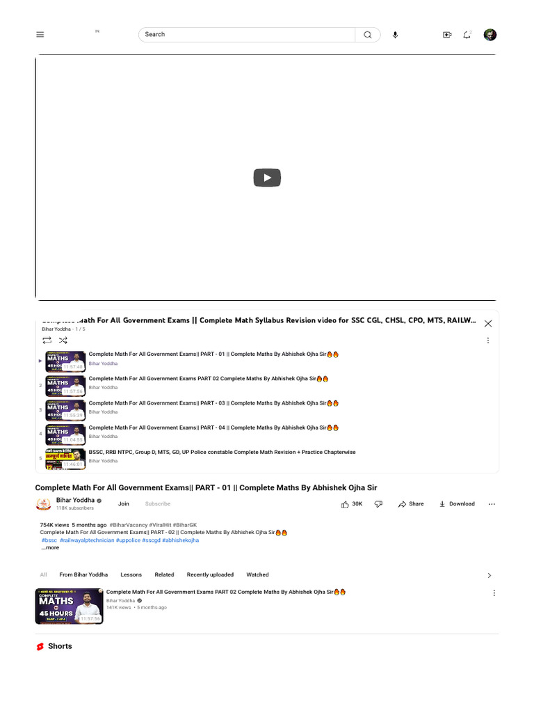 Complete Math For All Government Exams - PART - 01 - Complete Maths by Abhishek Ojha Sir ...