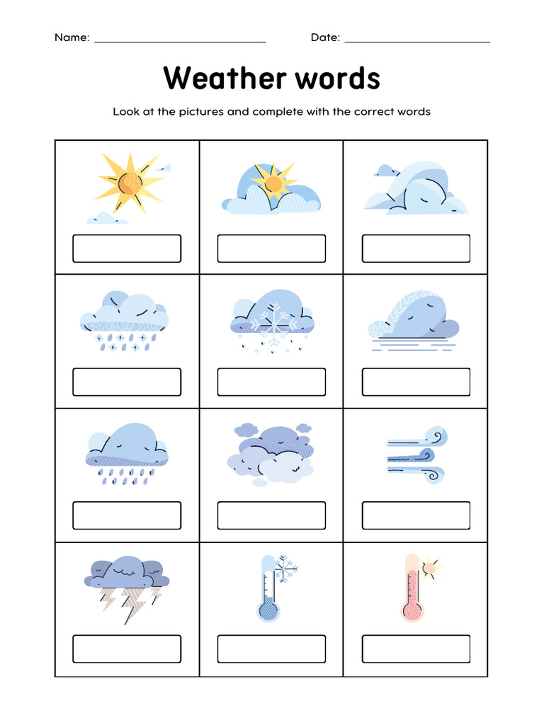 Weather Vocabulary Fill-in Activity | PDF | Language Arts & Discipline
