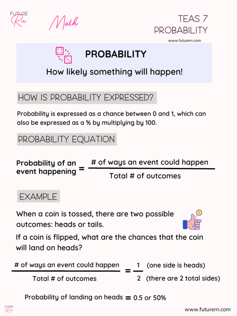 FutureRN TEAS 7 Probability - Math | PDF | Probability | Playing Cards
