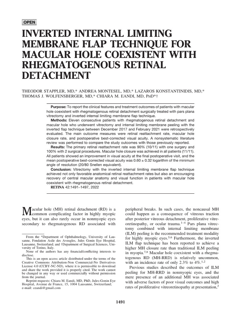 Inverted Internal Limiting Membrane Flap Technique For Macular Hole ...