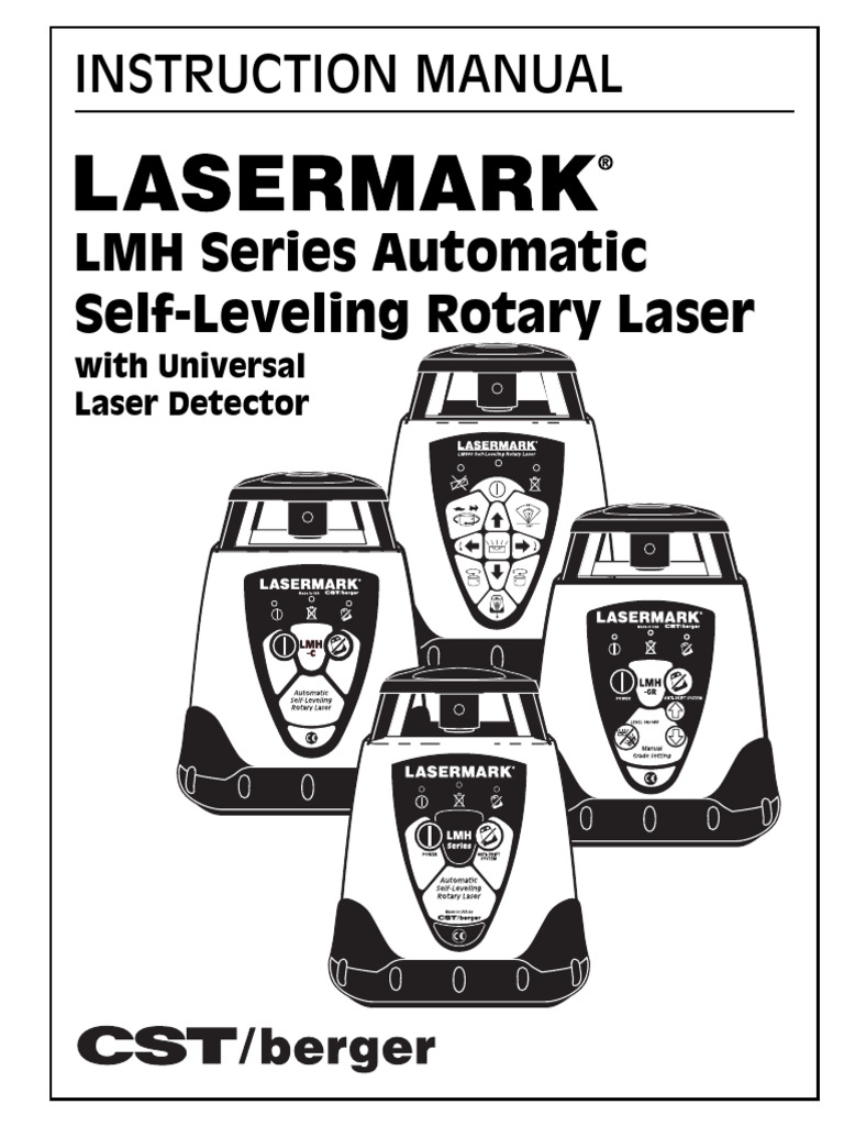 Lasermark LMH Self-Leveling Rotary Laser Manual | PDF | Rechargeable Battery | Tripod (Photography)