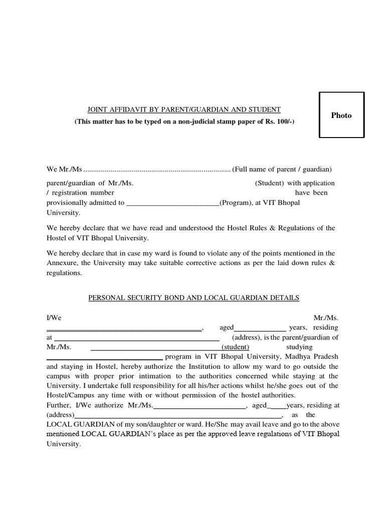 Hostel Affidavit 2024 | PDF | Justice | Crime & Violence