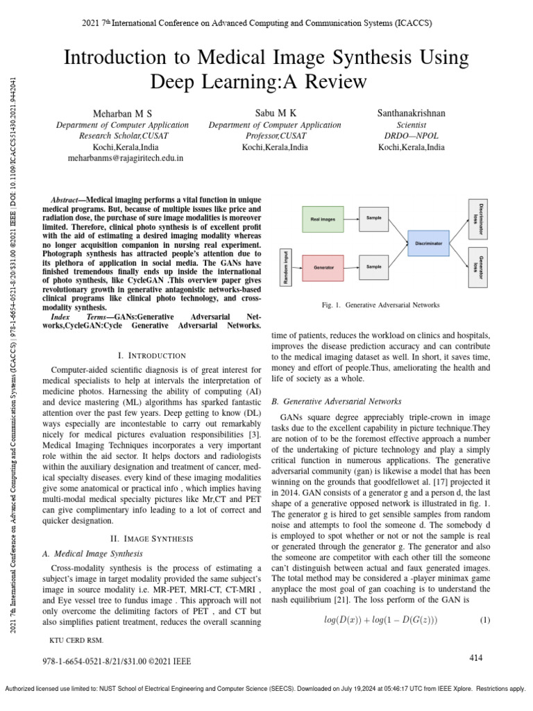 Introduction To Medical Image Synthesis Using Deep LearningA Review ...