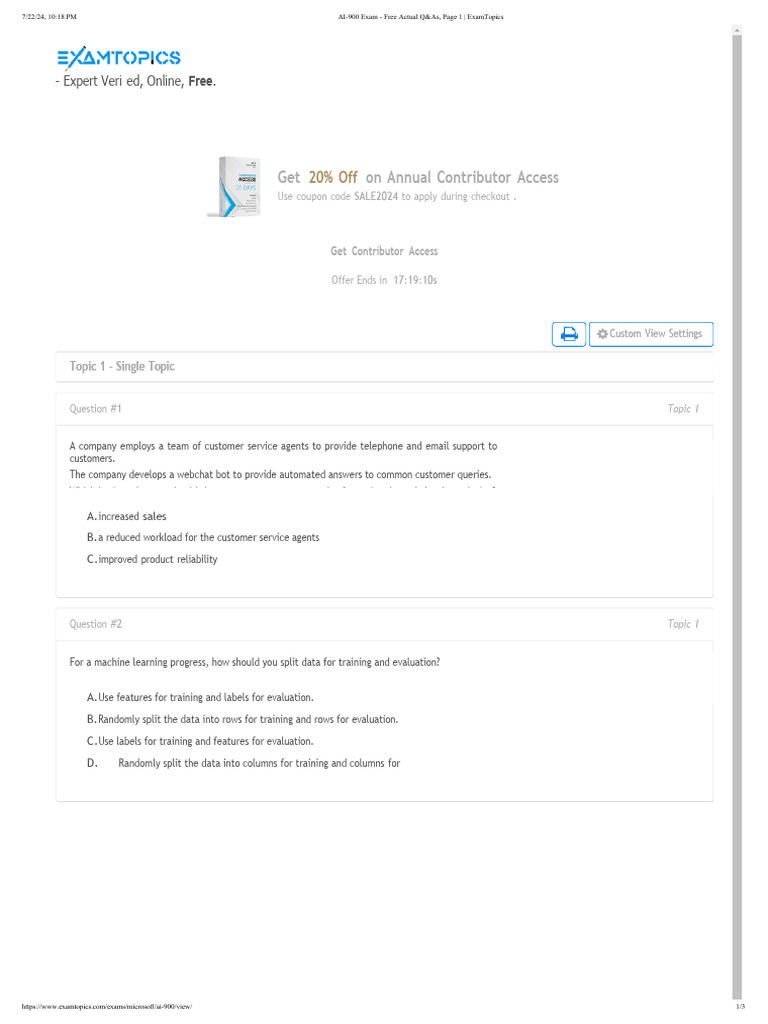 1 To 50 AI 900 Questions | PDF | Artificial Intelligence | Intelligence ...