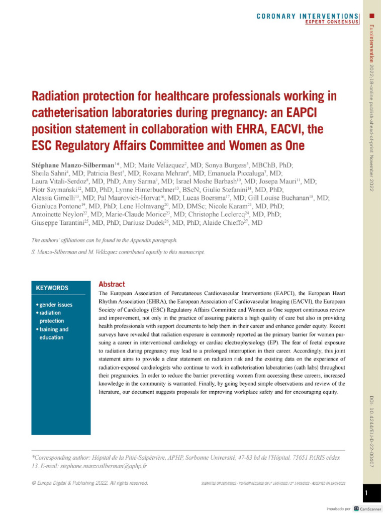 Radiation Protection For Healthcare Professionals Working in Catheterisation Lab | PDF