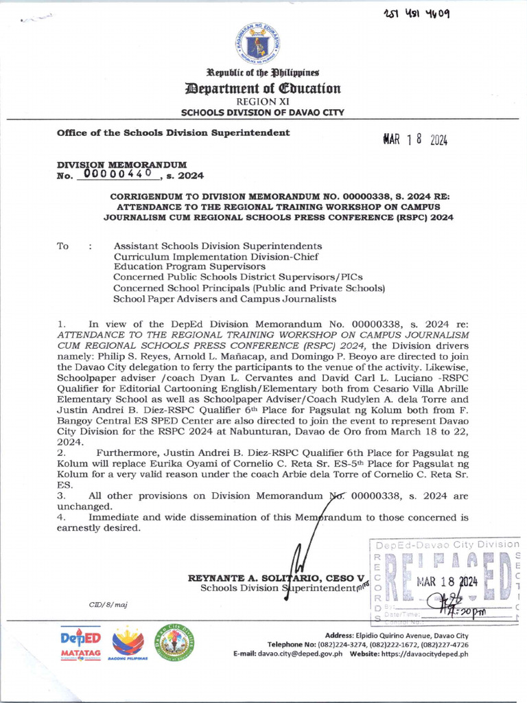 2024-Dm No. 440 - Corrigendum To Division Memorandum No. 0338, S. 2024 ... 2024-Dm No. 440 - Corrigendum To Division Memorandum No. 0338, S. 2024 ...