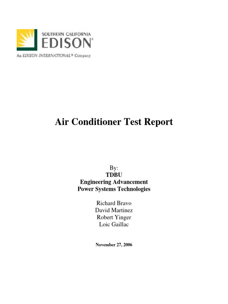 Air Conditioner Test Report Summary | PDF | Electricity | Electrical ...