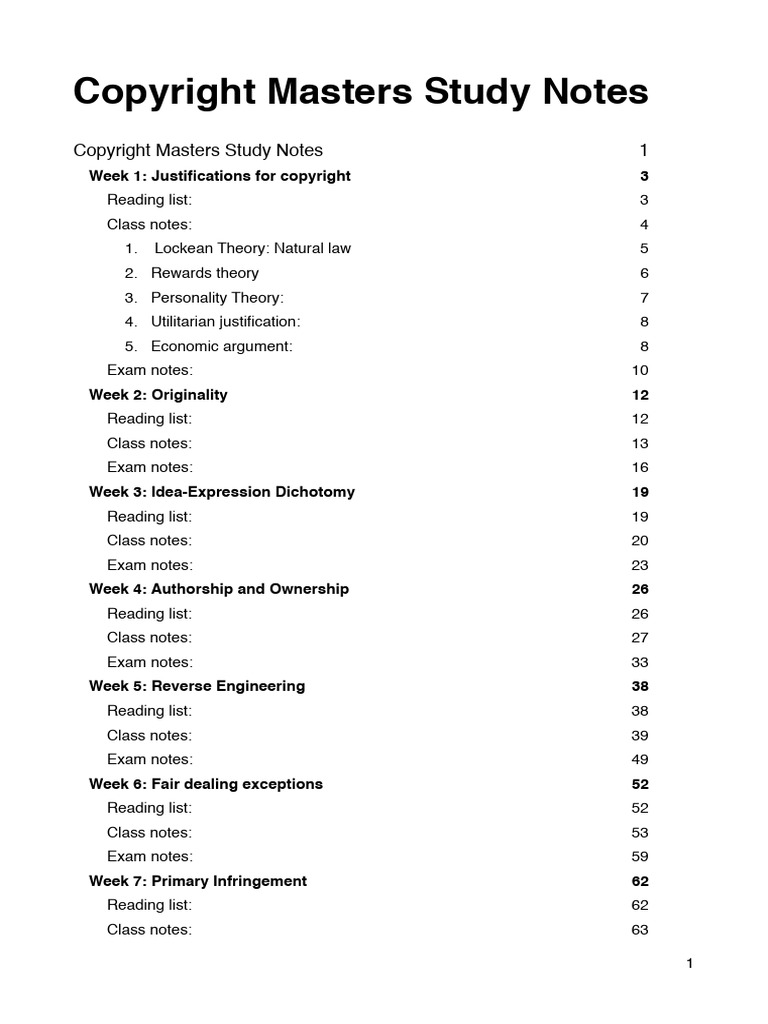 Copyright Exam Notes | PDF | Property | Copyright