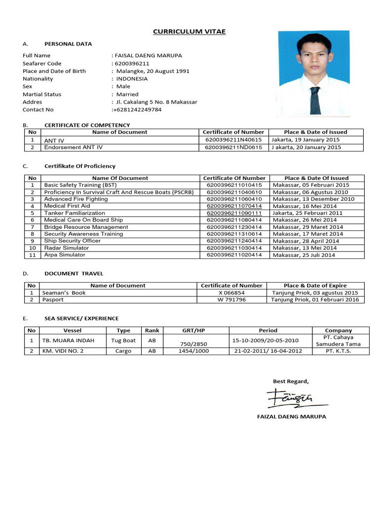 Curriculum Vitae Faisal | PDF | Ships | Shipping