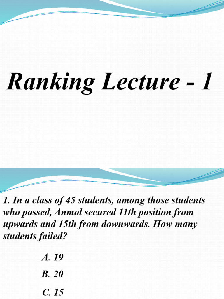 Class Ranking and Position Problems | PDF