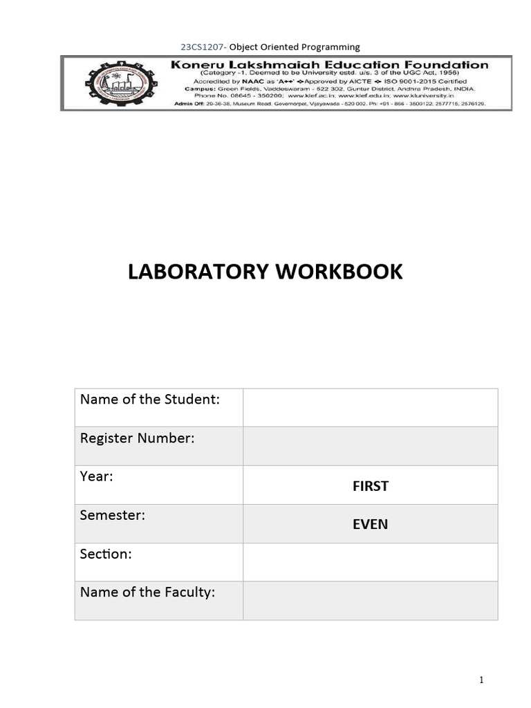 OOP Lab Workbook Guide | PDF | Parameter (Computer Programming) | Letter Case