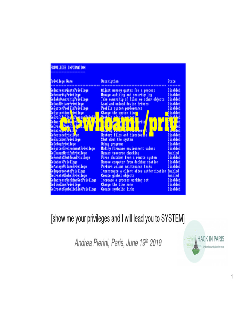 Whoami Priv To Get System | PDF | Windows Registry | Thread (Computing) Whoami Priv To Get System | PDF | Windows Registry | Thread (Computing)