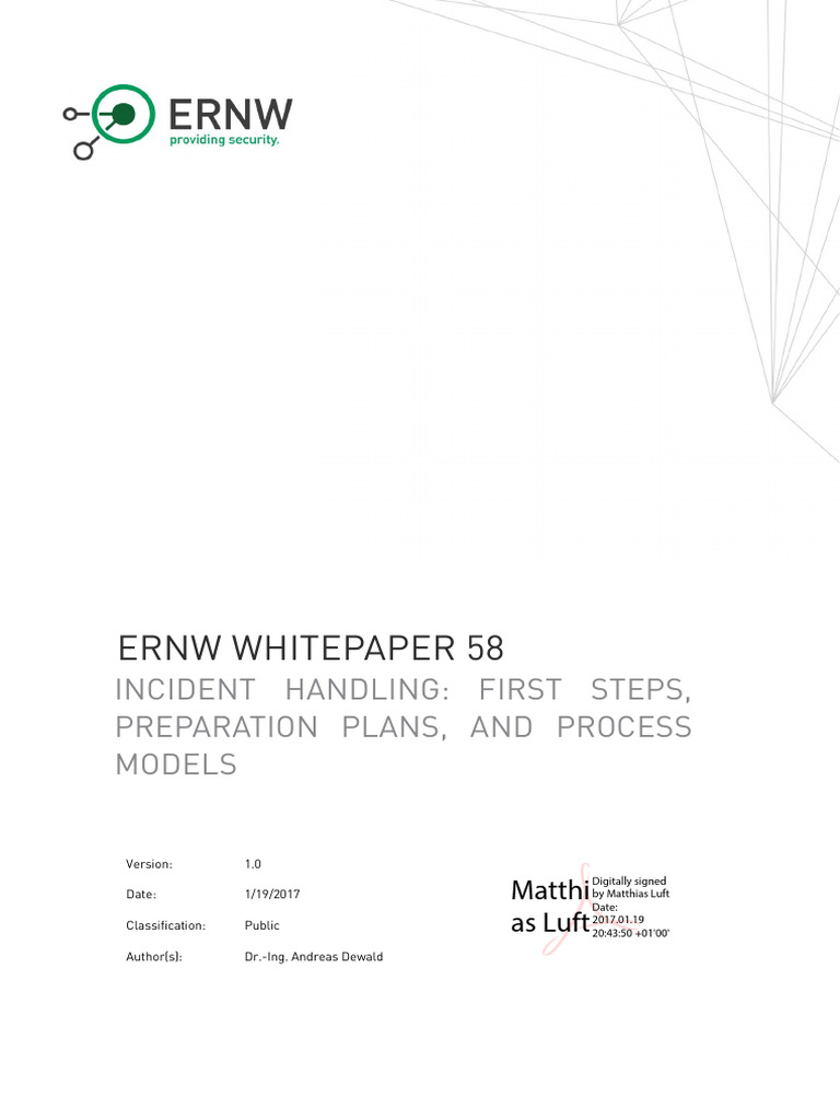 IncidentHandlingFirstSteps ERNW Whitepaper | PDF | Hypothesis | Information