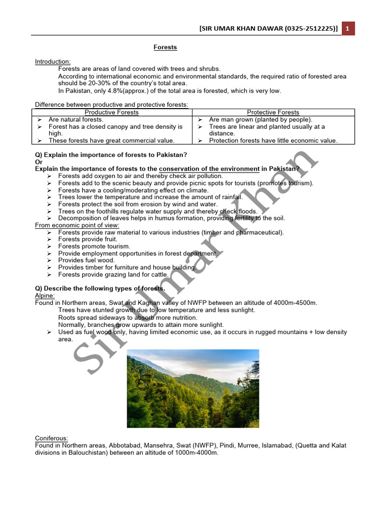 Notes - Forests Updated | PDF | Forests | Deforestation