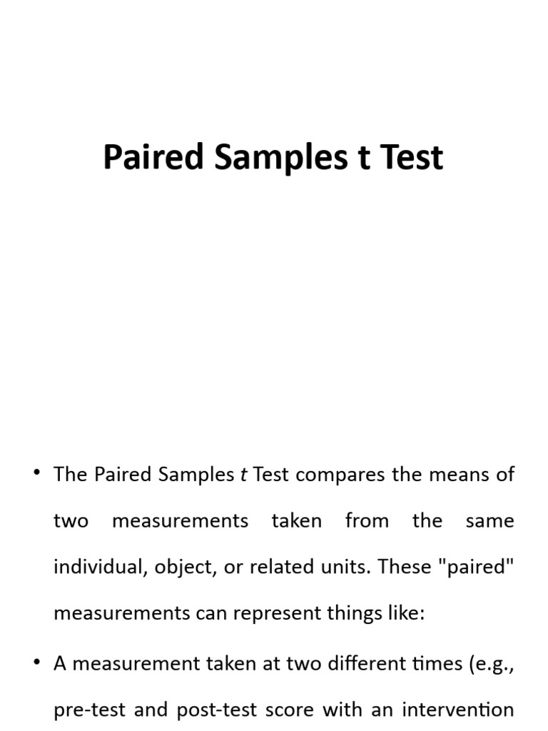 Paired Samples t Test | PDF | Student's T Test | Mean