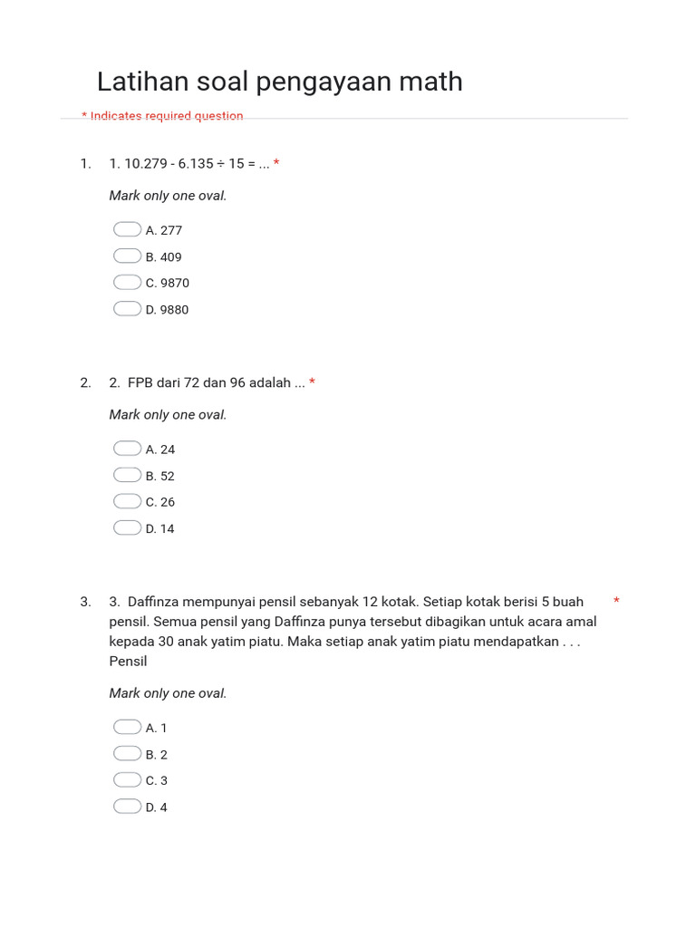 Latihan Soal Pengayaan Math | PDF | Olahraga & Rekreasi