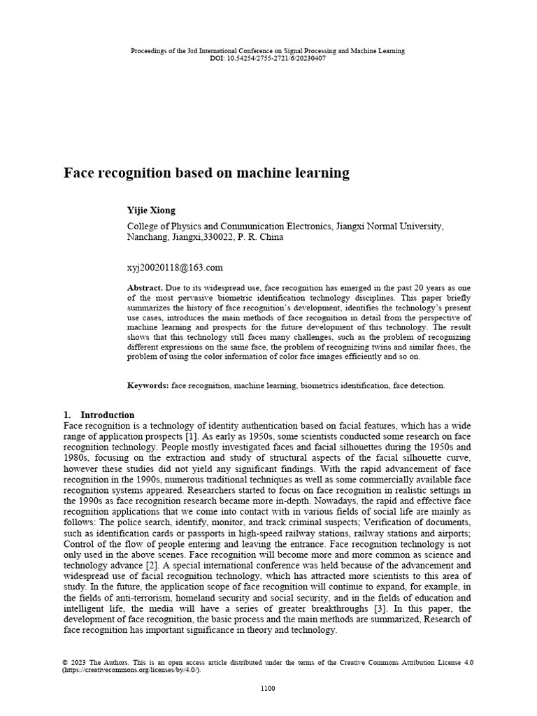 Face Recognition Based On Machine Learning Pdf Artificial Neural
