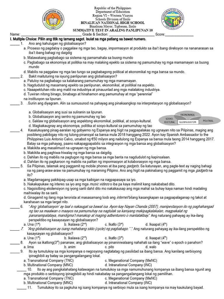 Ap10 2nd Quarter Examination | PDF