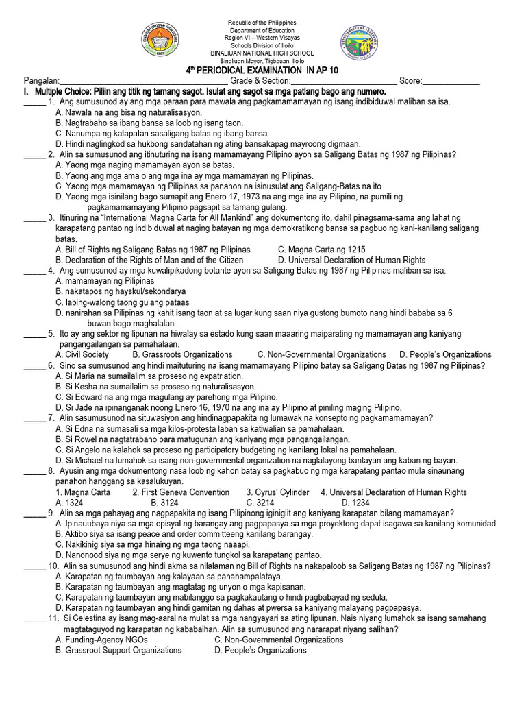 Ap10 4th Exam 2023 Pdf