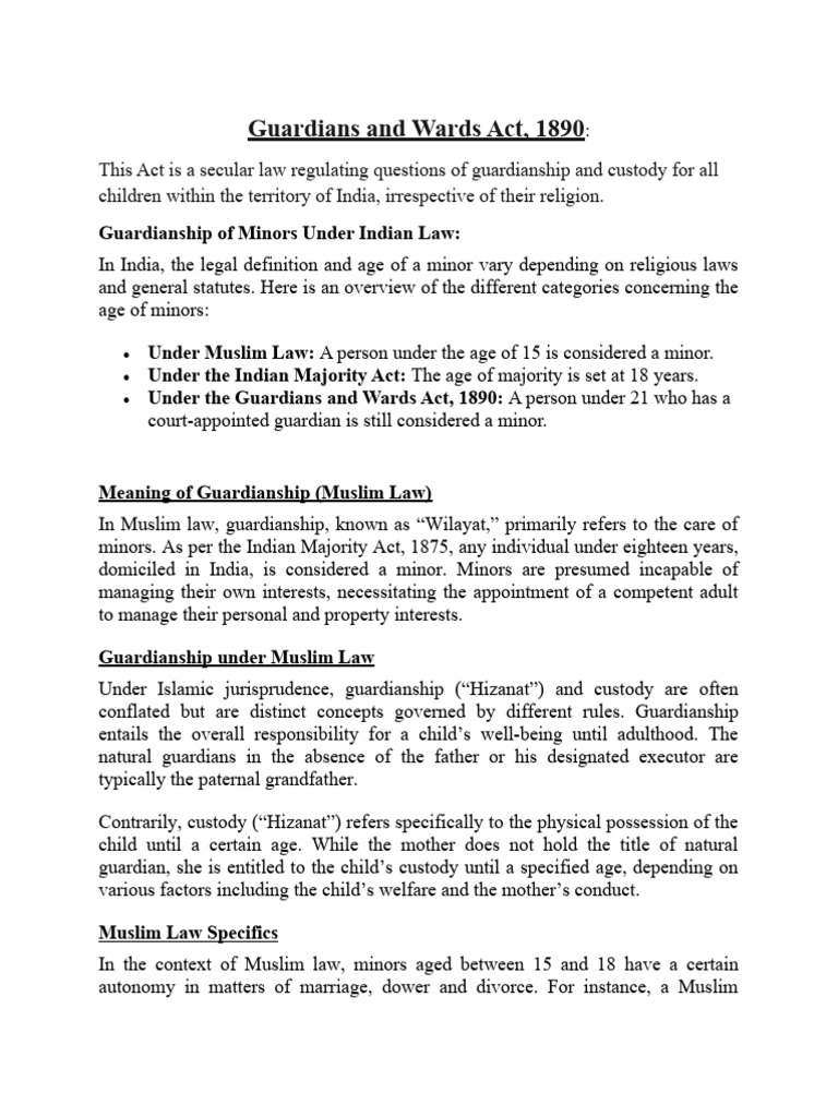 Guardians And Wards Act 1890 Pdf Legal Guardian Marriage