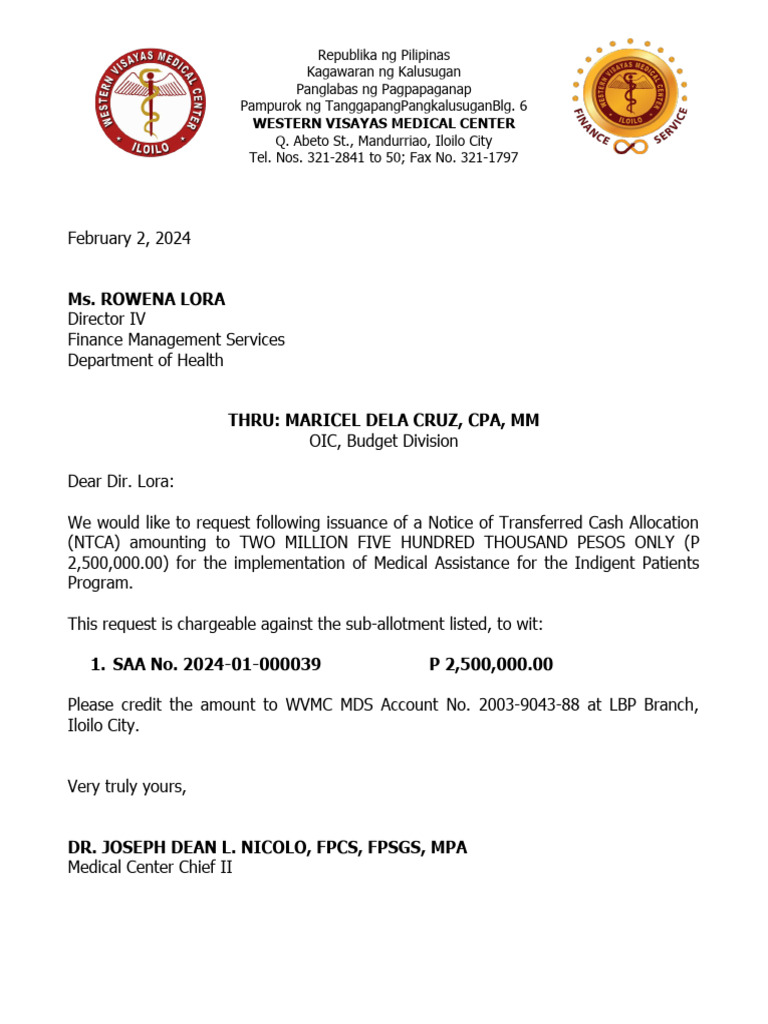 Request Letter For SAA | PDF | Social Programs