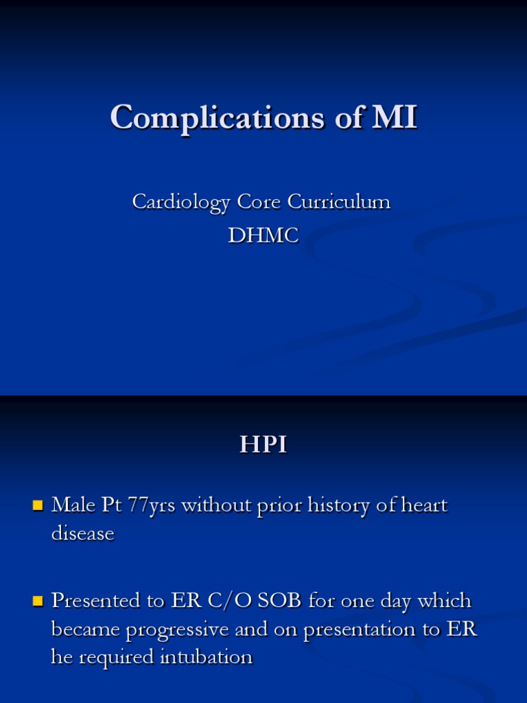 MI Complications in Cardiology Care | PDF | Cardiology | Heart