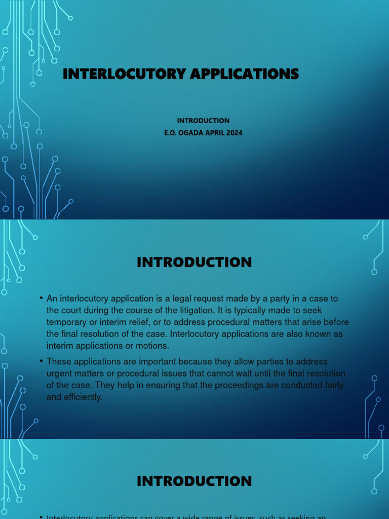 Interlocutory Applications | PDF | Interlocutory Appeal | Lawsuit